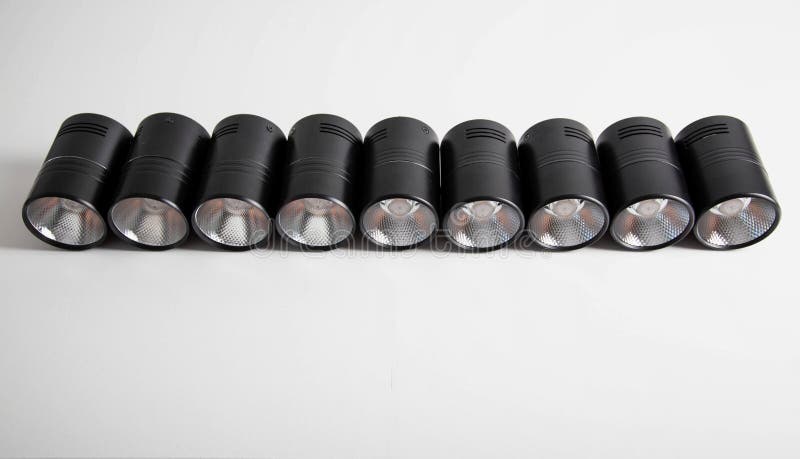 Stylish LED Ceiling Spotlights on a White Background. New Room Lighting ...