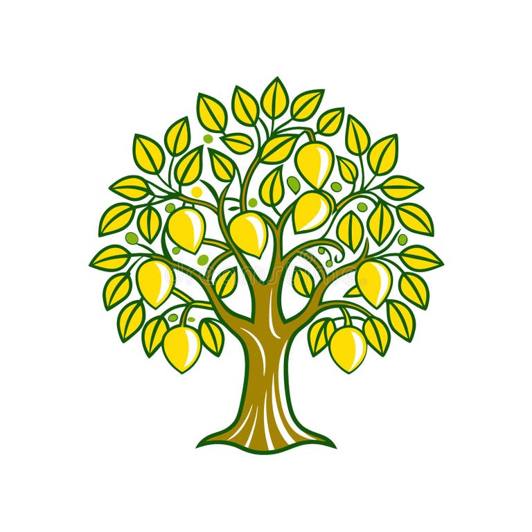 Stylish Lemon Tree Vector Design Stock Illustration - Illustration of ...