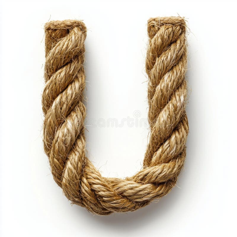 Creative Rope Letter U Crafted Natural Fibers Plain White Background ...