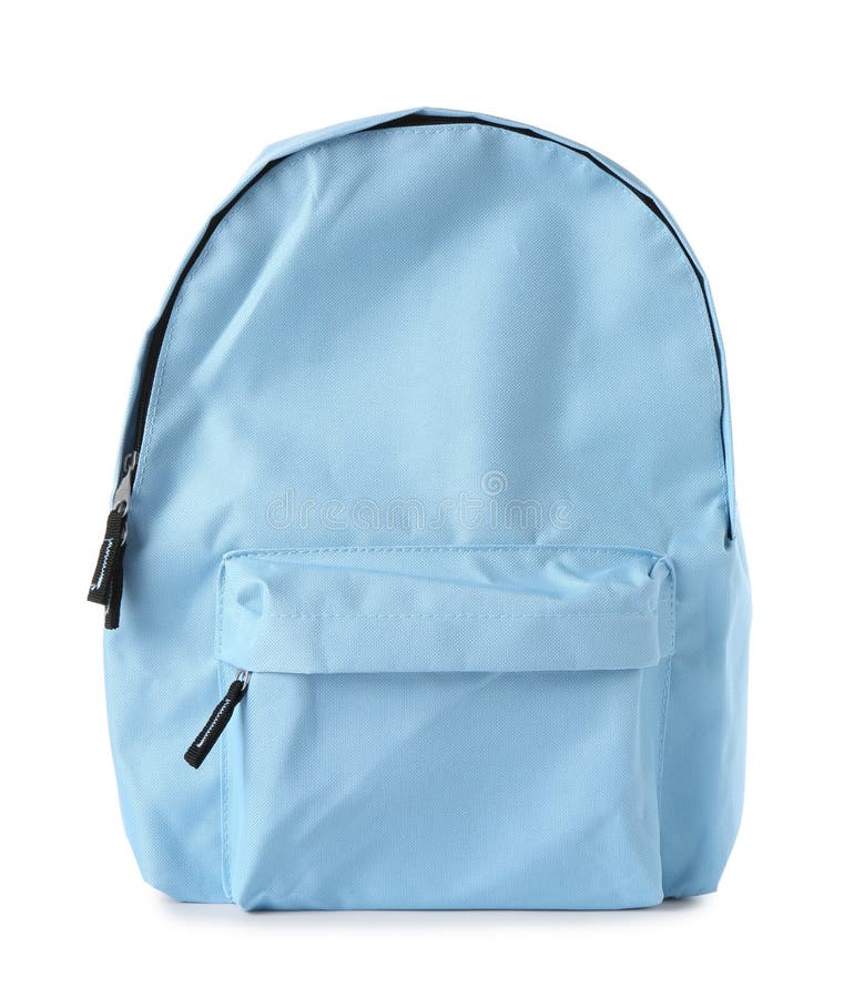 Stylish Light Blue Backpack Isolated on White Stock Photo - Image of ...