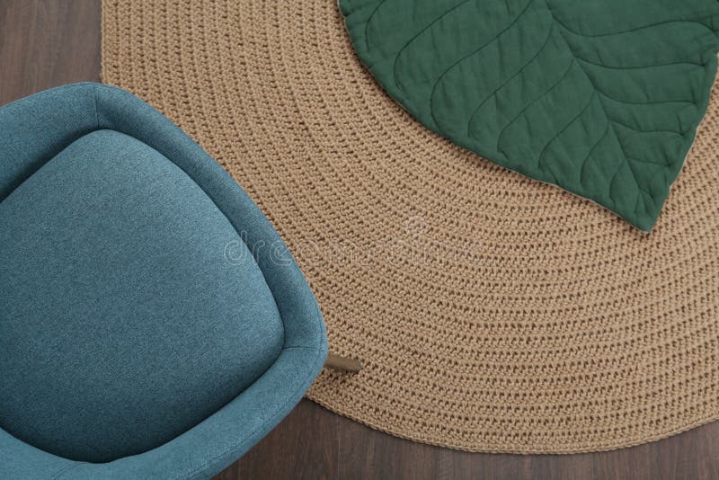 Stylish Light Blue Chair on Floor, Top View. Space for Text Stock Image ...