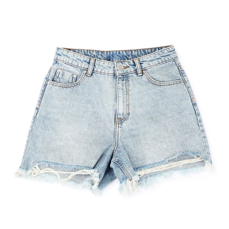 Stylish Light Blue Denim Shorts Isolated on White, Top View Stock Image ...