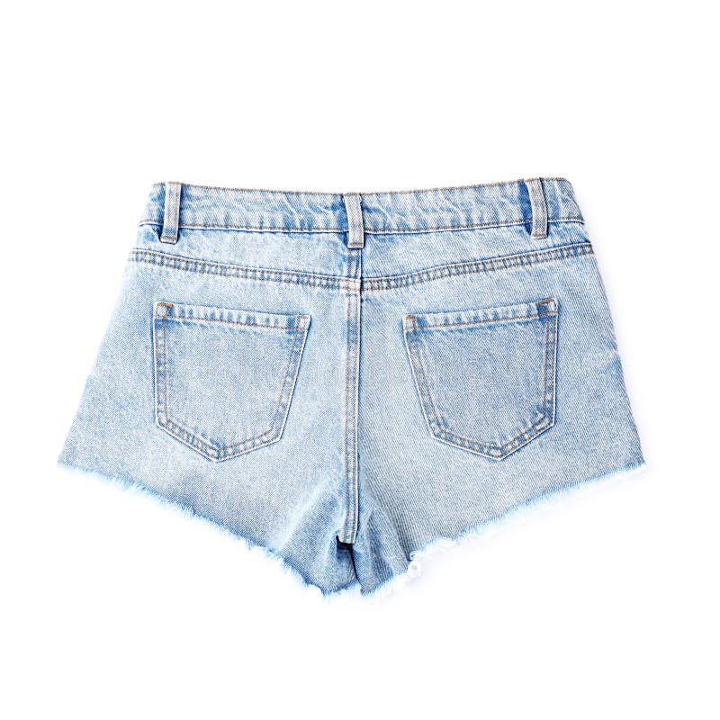 Stylish Light Blue Denim Shorts Isolated on White, Top View Stock Image ...