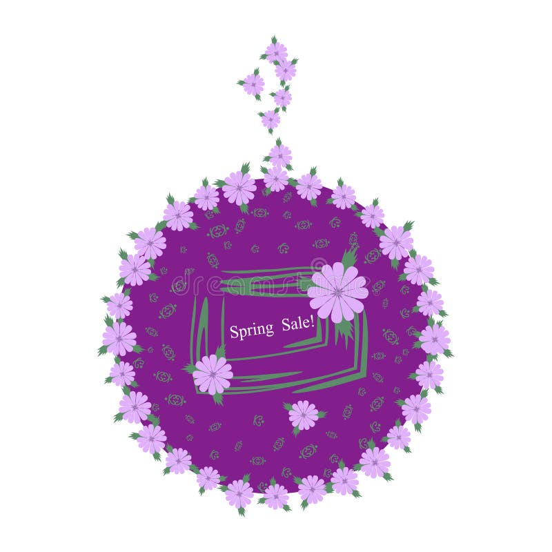 Stylish with Lilac Flowers Label. Spring Sale Stock Vector ...