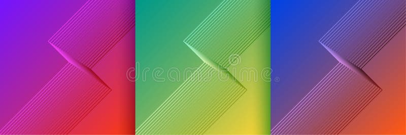 Stylish Lines Shape Backgrouns Set in Vibrant Colors Stock Vector ...