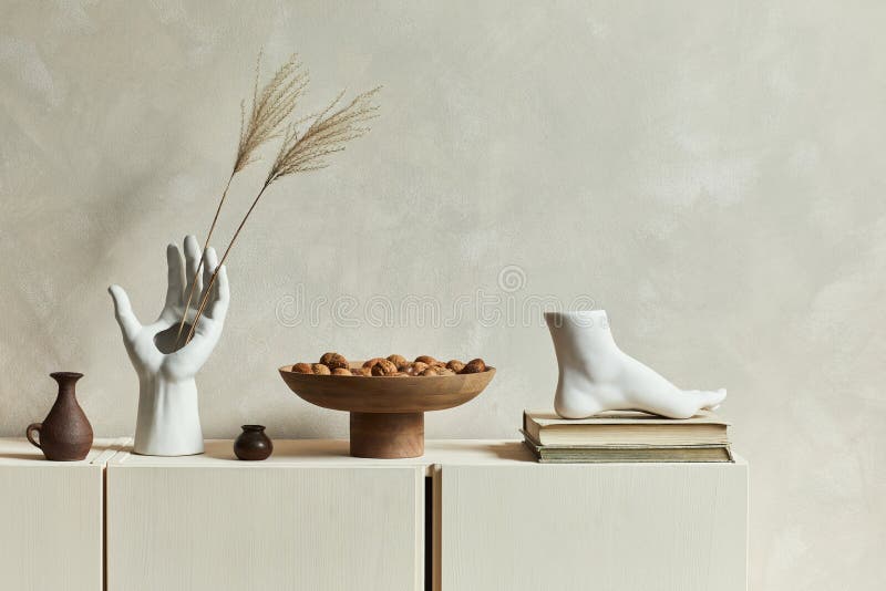 Stylish Living Room Interior Design Composition with Copy Space ...