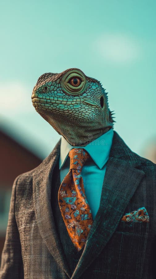 Stylish Lizard Wearing a Suit, Whimsical Concept Stock Photo - Image of ...