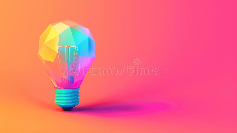 A Stylish Low Poly Lightbulb Design Represents Innovation and ...