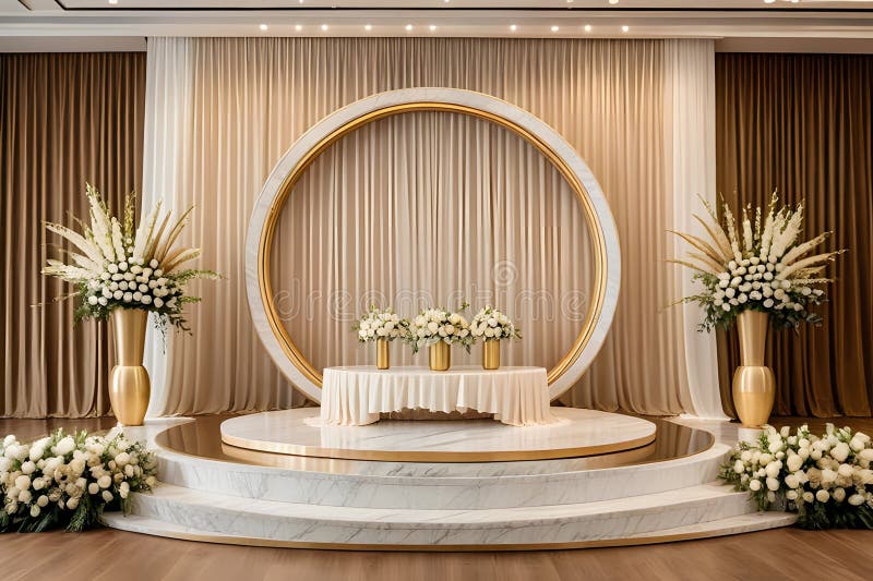 Stylish Luxurious Gold and White Wedding Backdrop with Beautiful ...