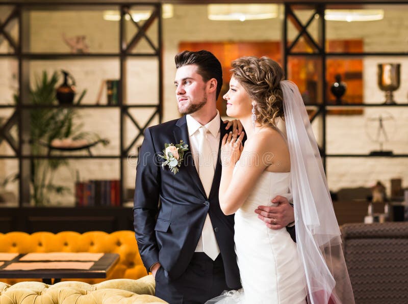 Stylish Luxury Wedding Couple Hugging Stock Photo - Image of husband ...