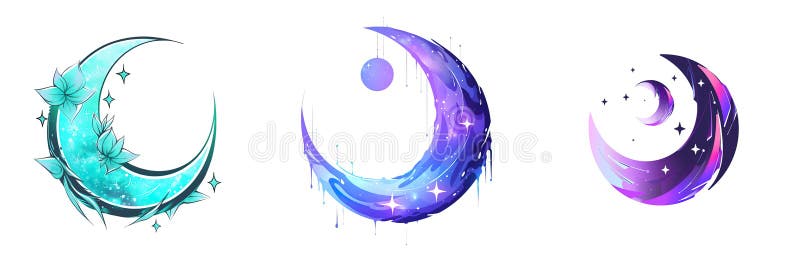 Stylish Magic Moon Logo in 2D Style AI Generated Stock Illustration ...