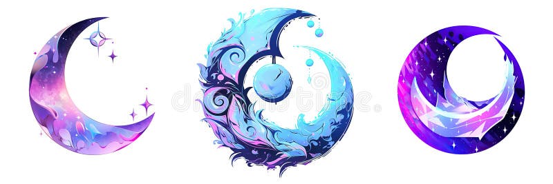 Stylish Magic Moon Logo in 2D Style AI Generated Stock Illustration ...