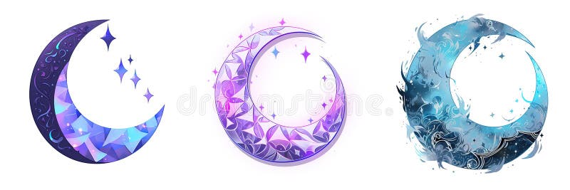 Stylish Magic Moon Logo in 2D Style AI Generated Stock Illustration ...