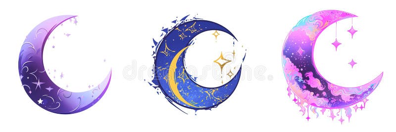 Stylish Magic Moon Logo in 2D Style AI Generated Stock Illustration ...