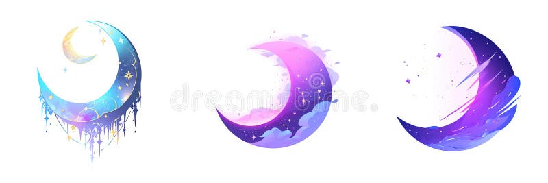 Stylish Magic Moon Logo in 2D Style AI Generated Stock Illustration ...