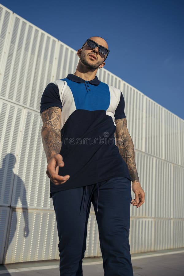 Stylish Male Model in Blue Outfit Stock Image - Image of model, male ...