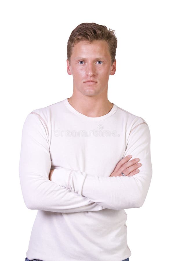 Stylish Male Model Standing with Arms Crossed Stock Image - Image of ...