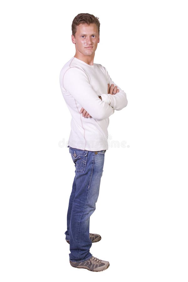 Stylish Male Model Standing with Arms Crossed Stock Photo - Image of ...