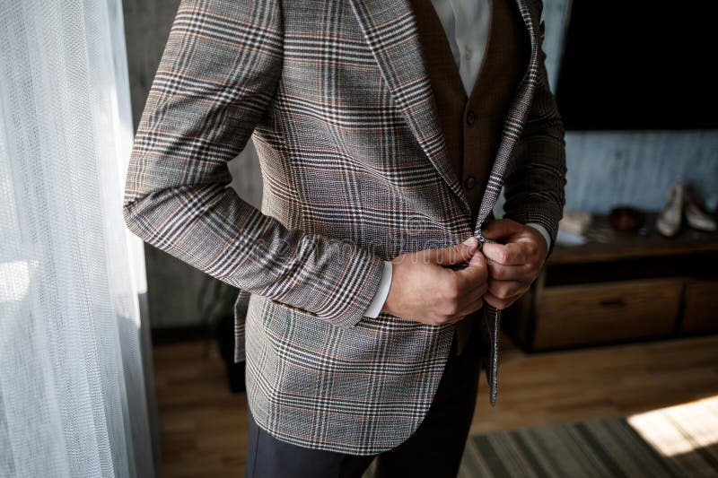 Stylish Man Groom Buttoning a Stock Image - Image of beautiful ...