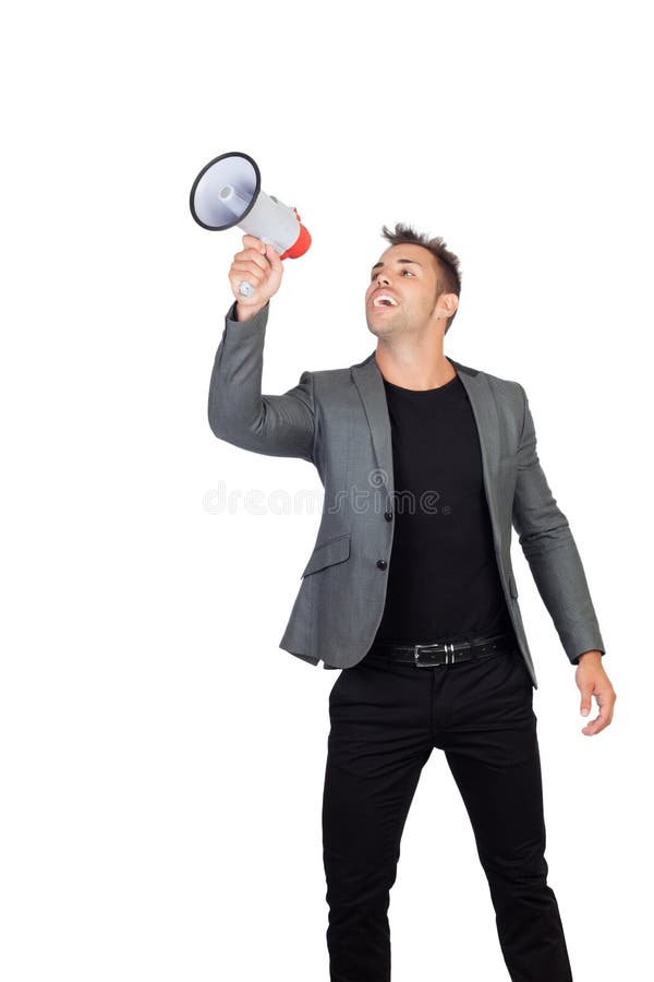 Businessman Using a Megaphone Stock Photo - Image of energy, holding ...