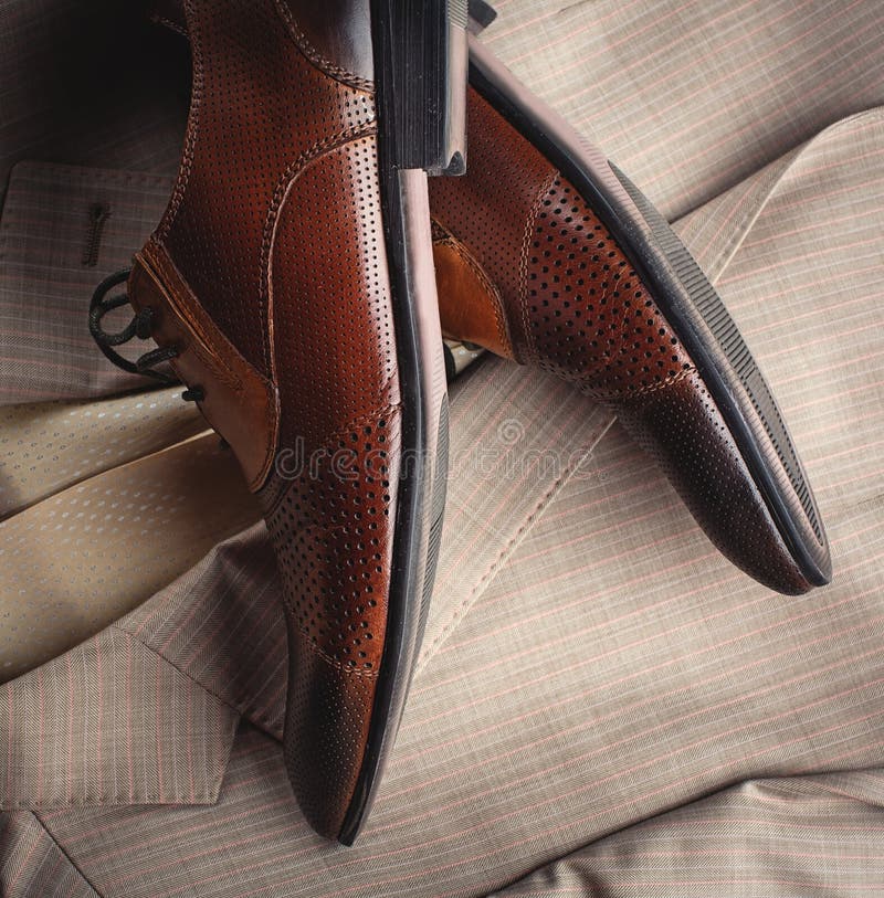 Stylish Man S Shoes and a Suit Stock Photo - Image of collection, model ...