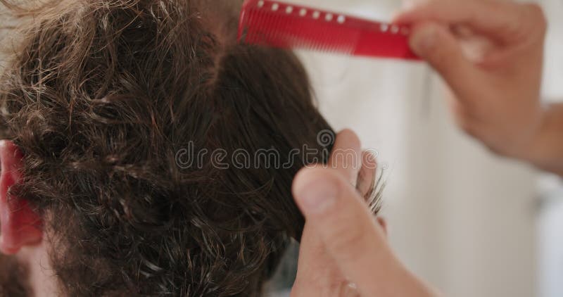 Stylish Man Sitting Barber Shop Hairstylist Hairdresser, Comb ... Stylish Man Sitting Barber Shop Hairstylist Hairdresser, Comb ...