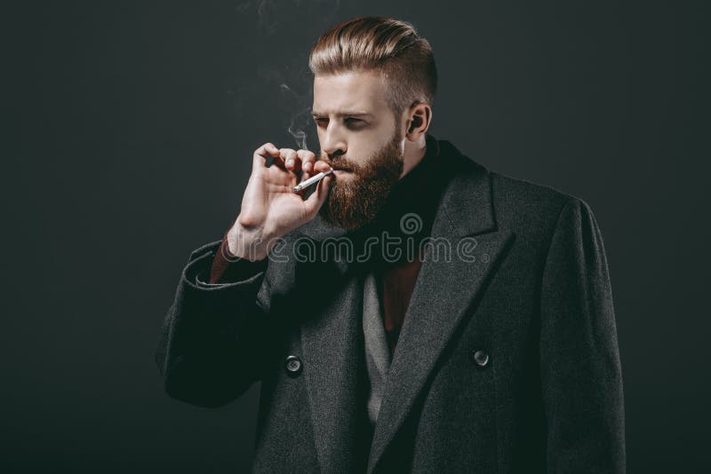Stylish Man Smoking Cigarette Stock Image - Image of pose, fashion ...