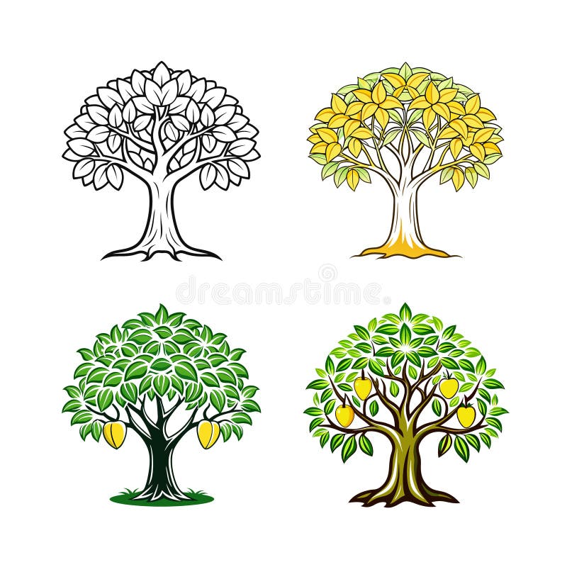 Stylish Mango Tree Graphic stock vector. Illustration of bare - 362545624