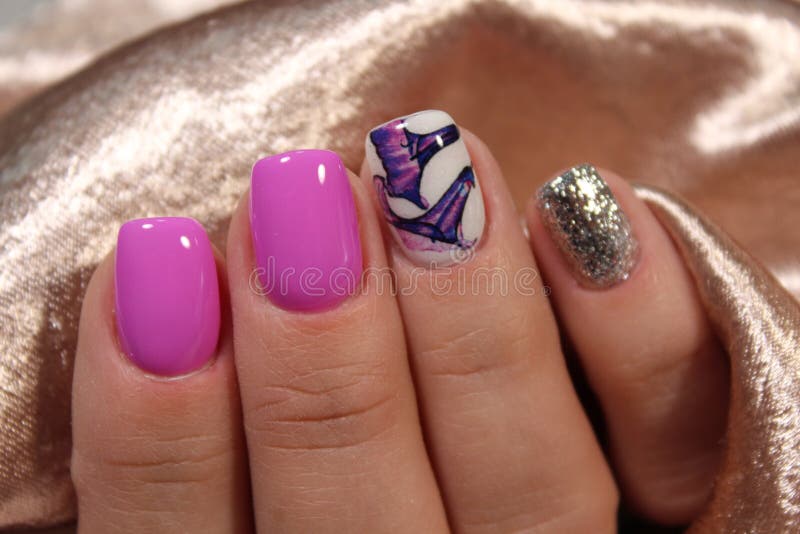 Stylish Manicure with a Design Stock Photo - Image of modern, beauty ...