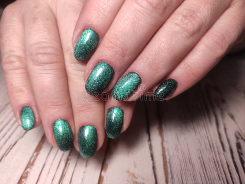 Stylish Manicure with a Design on Beautiful Hands Stock Photo - Image ...