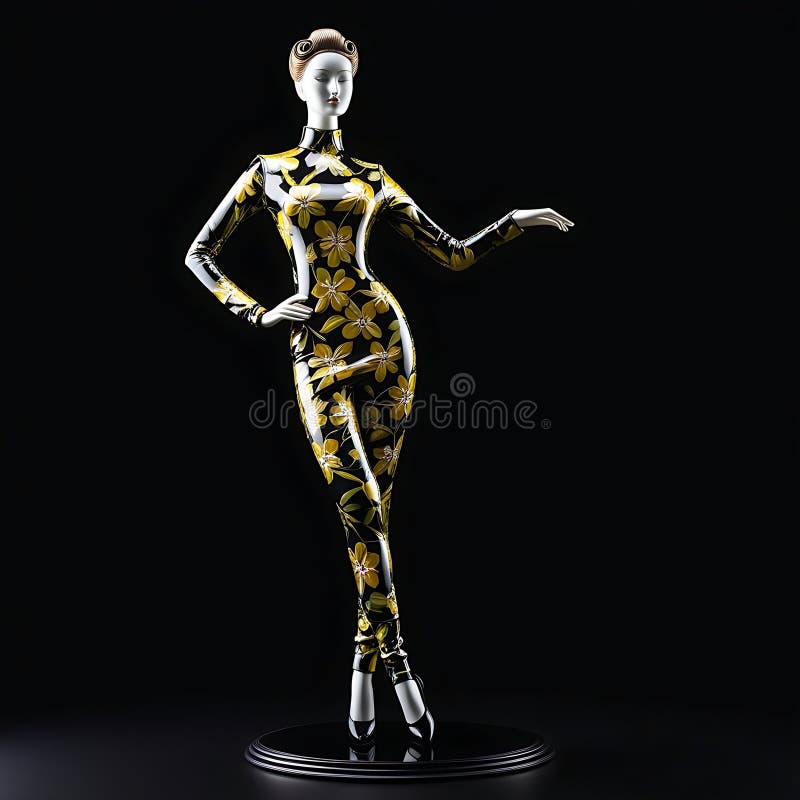 Stylish Mannequin Dressed in a Striking, Patterned Outfit Featuring ...