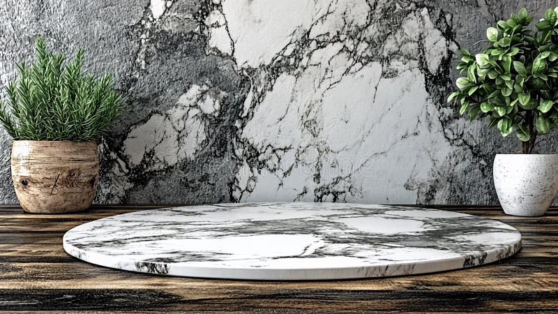 Stylish Marble Backdrop with Greenery for Product Display or ...