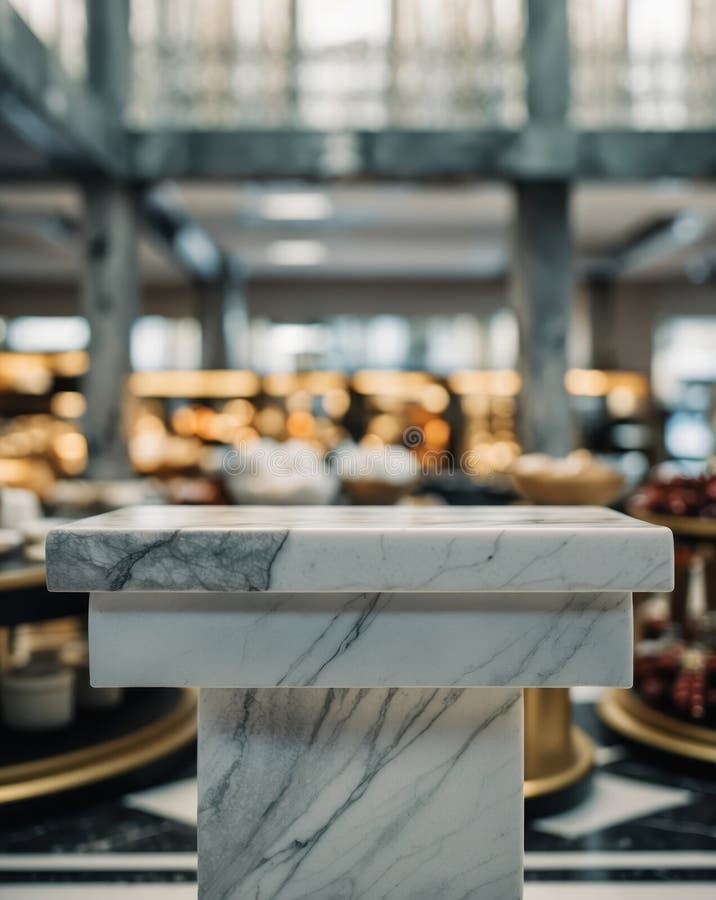 Stylish Marble Table Surface Display. Interior Scene with Natural Stone ...