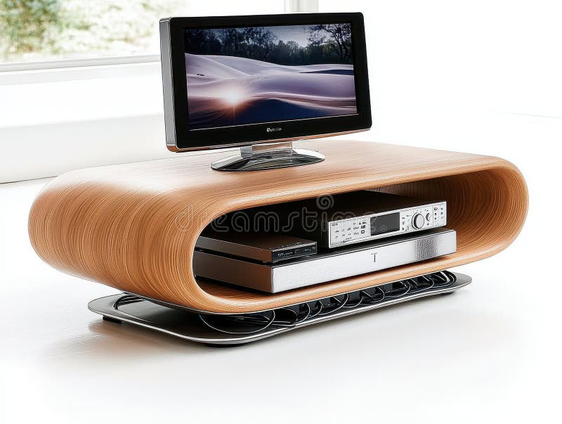 Stylish Media Console with Cable Management and Modern Design Stock ...