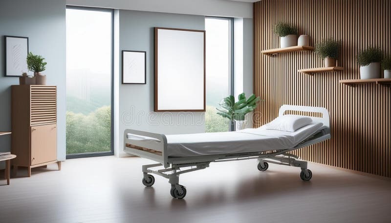 Stylish Medical Interior Bed with Cabinet, Partition and Mock Up Frame ...