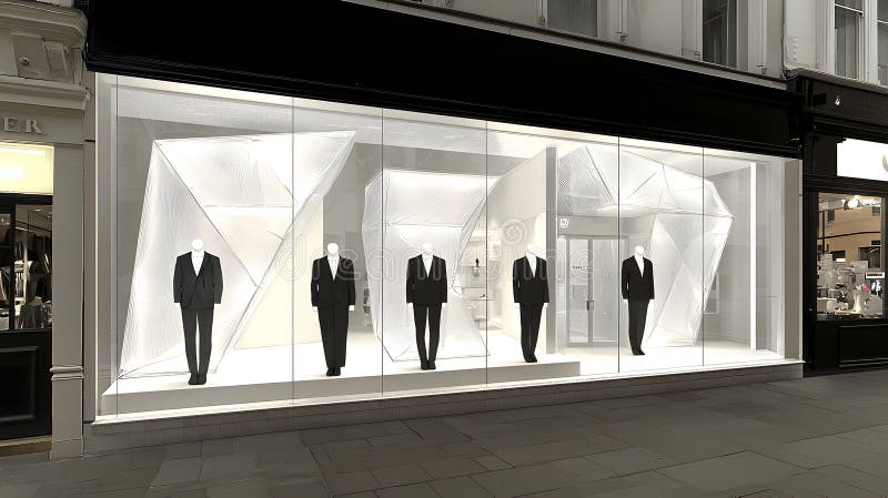 Stylish Men S Suits Displayed in a Modern Window Shop Stock ...