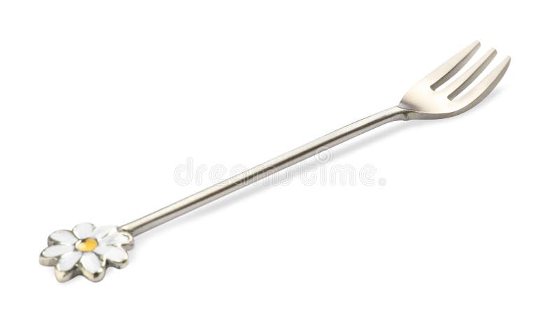 Stylish Metal Dessert Fork Isolated on White Stock Image - Image of ...