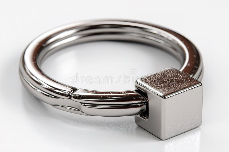 Stylish Metallic Ring with a Square Lock Design Showcased on a White ...