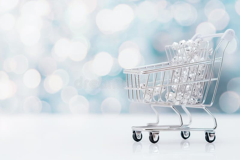 A Mini Shopping Cart Set Against a Bright Blurred Background, Making it ...