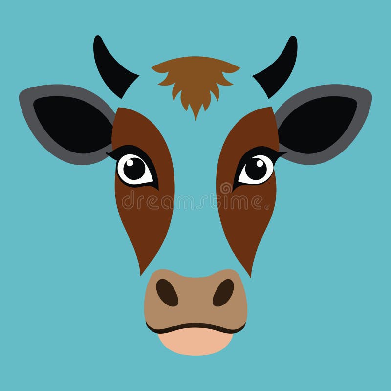 Stylish Minimal Cow Head Illustration Vector Stock Vector ...