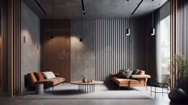 A Stylish Minimalist Design Featuring Vertical Metal Paneling. AI ...