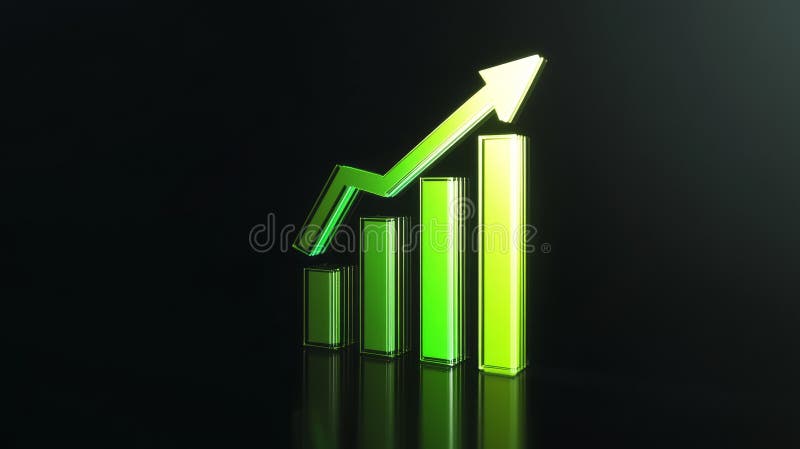 Stylish Minimalist Graph Icon Illustrating Growth with Neon Gradient on ...