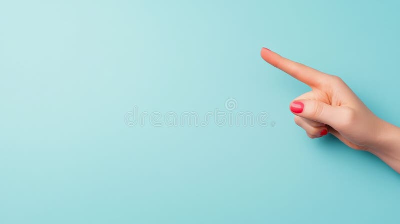 Elegant Hand Gesture with a Pointed Finger Against a Smooth Mint Green ...