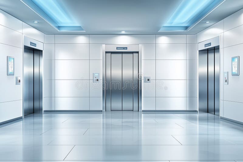 Modern Lobby with Elevators. Stock Illustration - Illustration of ...
