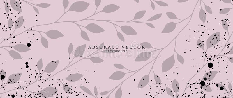 Stylish Minimalistic Vector Background with Branches, Leaves and Black ...
