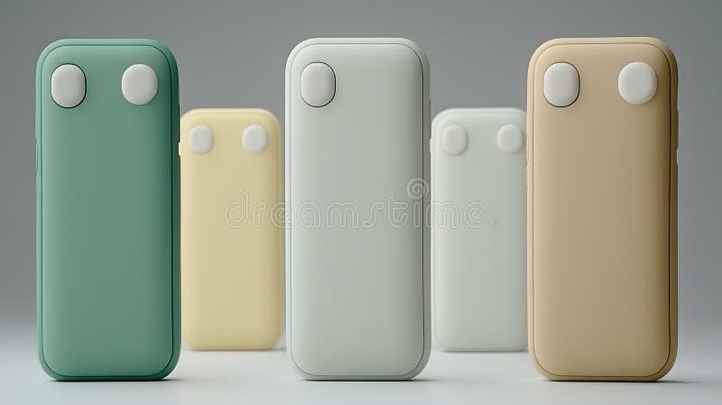 Stylish Mobile Phone Cases in Various Pastel Colors Stock Illustration ...