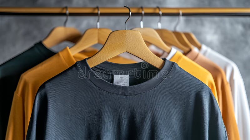 Stylish Mockup of Various Casual Shirts Displayed on a Clothing Rack in ...