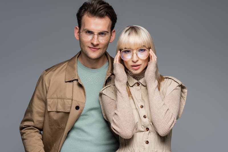 Stylish Models in Glasses Posing and Stock Photo - Image of posing ...