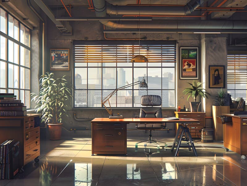 Stylish and Moderately Decorated Office Space. Natural Light. Urban ...