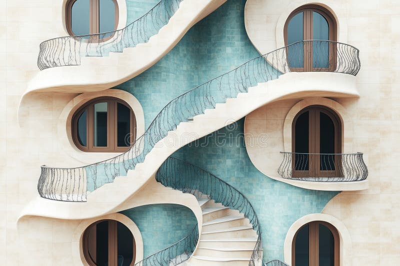 Stylish Modern Architecture Featuring a Twisting Staircase in Urban ...